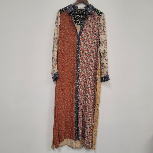 Natural Life Womens Midi Shirt Dress Size M Burnt Orange Patchwork ...