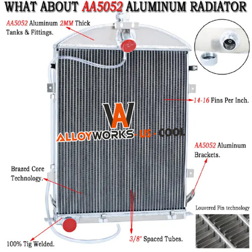 4-Row Aluminum Radiator For 1930 1931 Ford Model A AA Heavy Duty 3.3L ...