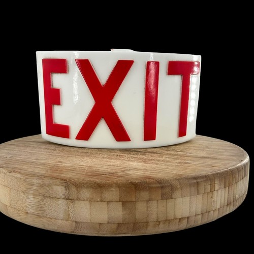 Vintage Milk Glass Exit Sign Embossed Red White Heavy Lens Only | eBay