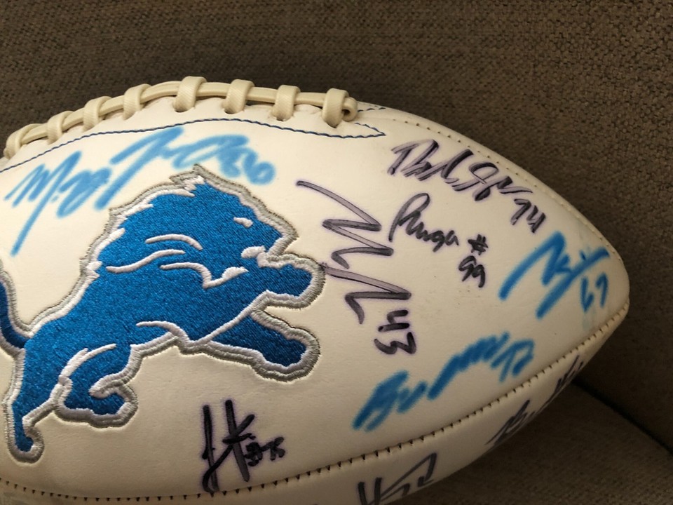 15 Signatures Detroit Lions Signatures Football Blue White Silver ...