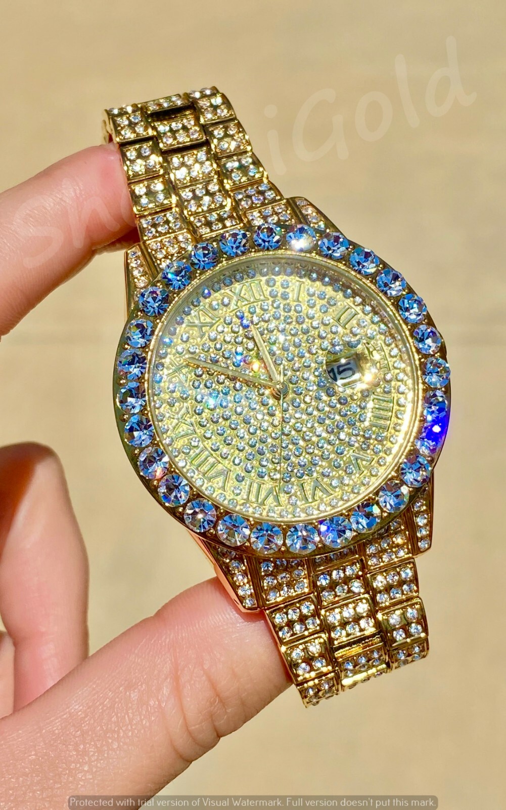 Mens Custom Fully Ice out Bling Round Icy Watch Iced Cz Quality ...