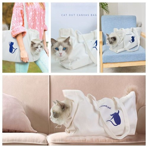 Cat Carrier Bag Cat Carry Tote Pet Canvas Shoulder Carrying Bag Pet ...