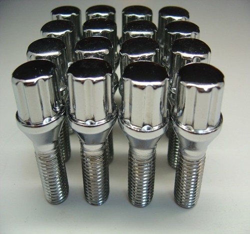 20 Pc AUDI SPLINE Chrome Lug Bolts Nuts Set 14mm x 1.50 .93 Length Part ...
