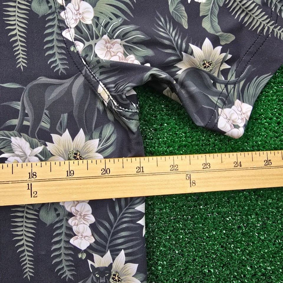 Waggle Polo Shirt Mens Large Black Floral Tropical Print Golf ...