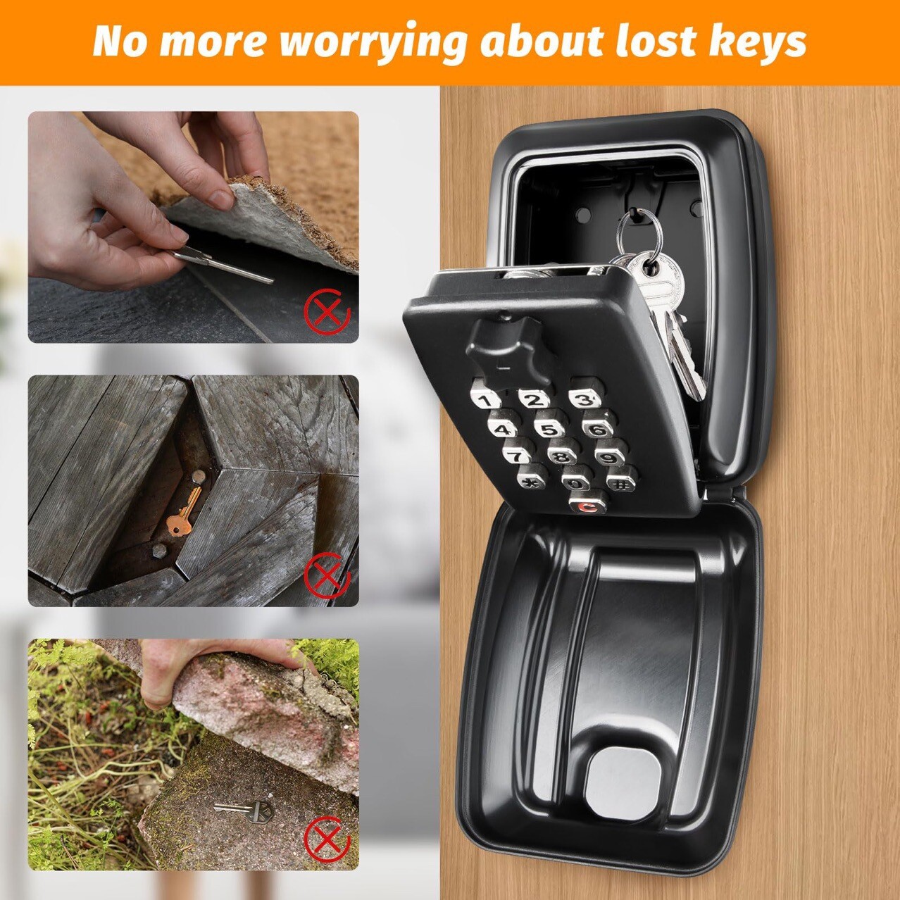 4-12 Digit Key Lock Box Safe Wall Mounted Outdoor High Security Code ...