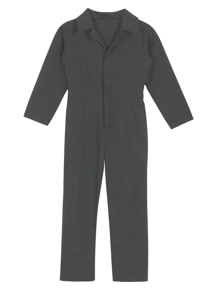 Boys Coveralls Long Sleeve Turndown Collar Zipper Front Jumpsuit ...