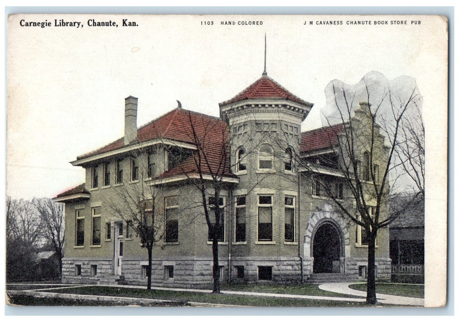 c1910 Exterior View Carnegie Library Building Chanute Kansas KS Vintage ...