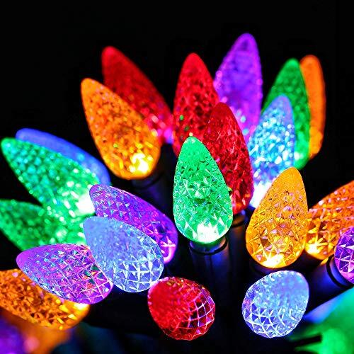 C6 Bulbs Christmas Lights With Timer 50 Led 16.4ft Strawberry Battery ...