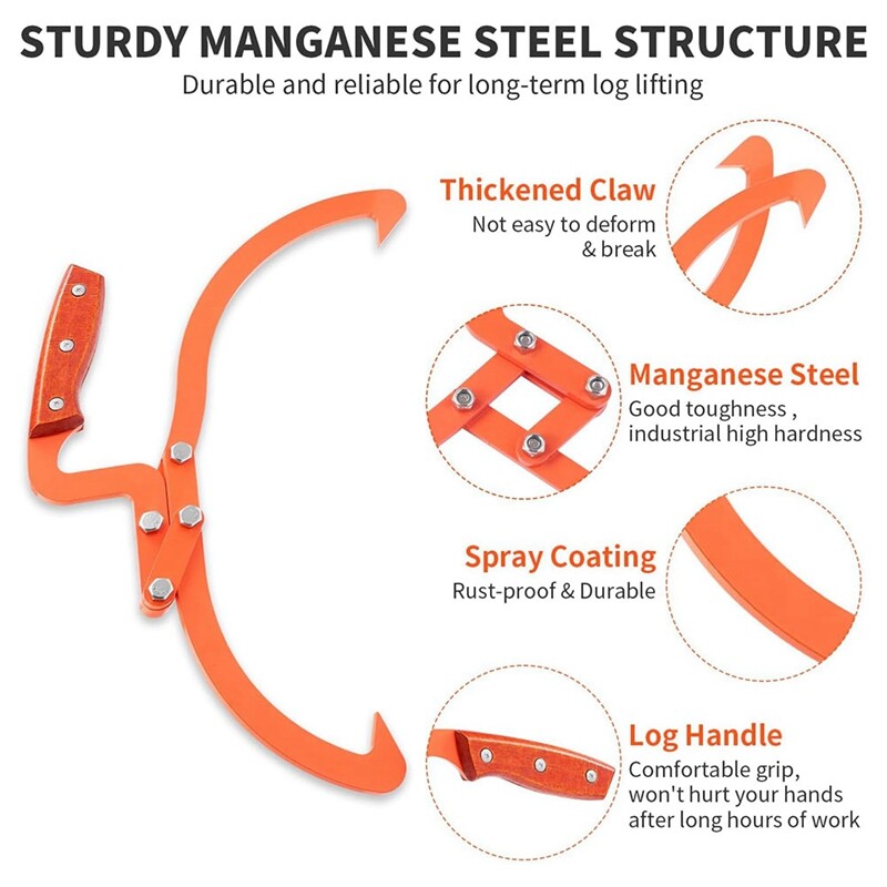 1 PCS 20Inch Log Tongs Dragging & Carrying Tool Non-Slip Grip ...