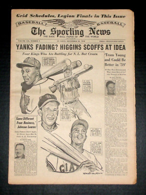 9/24/1958 The Sporting News Baseball Newspaper Magazine – Aaron, Mays ...