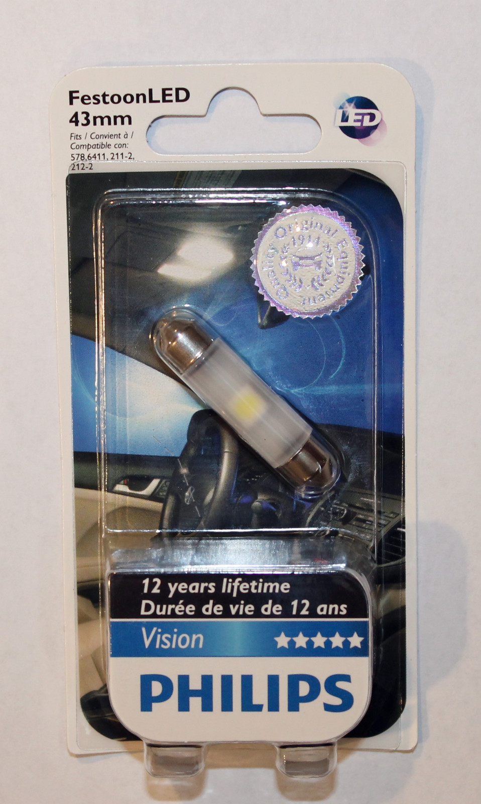 Philips X-treme Vision LED Light Bulb 43mm White 6000k Dome Festoon ...