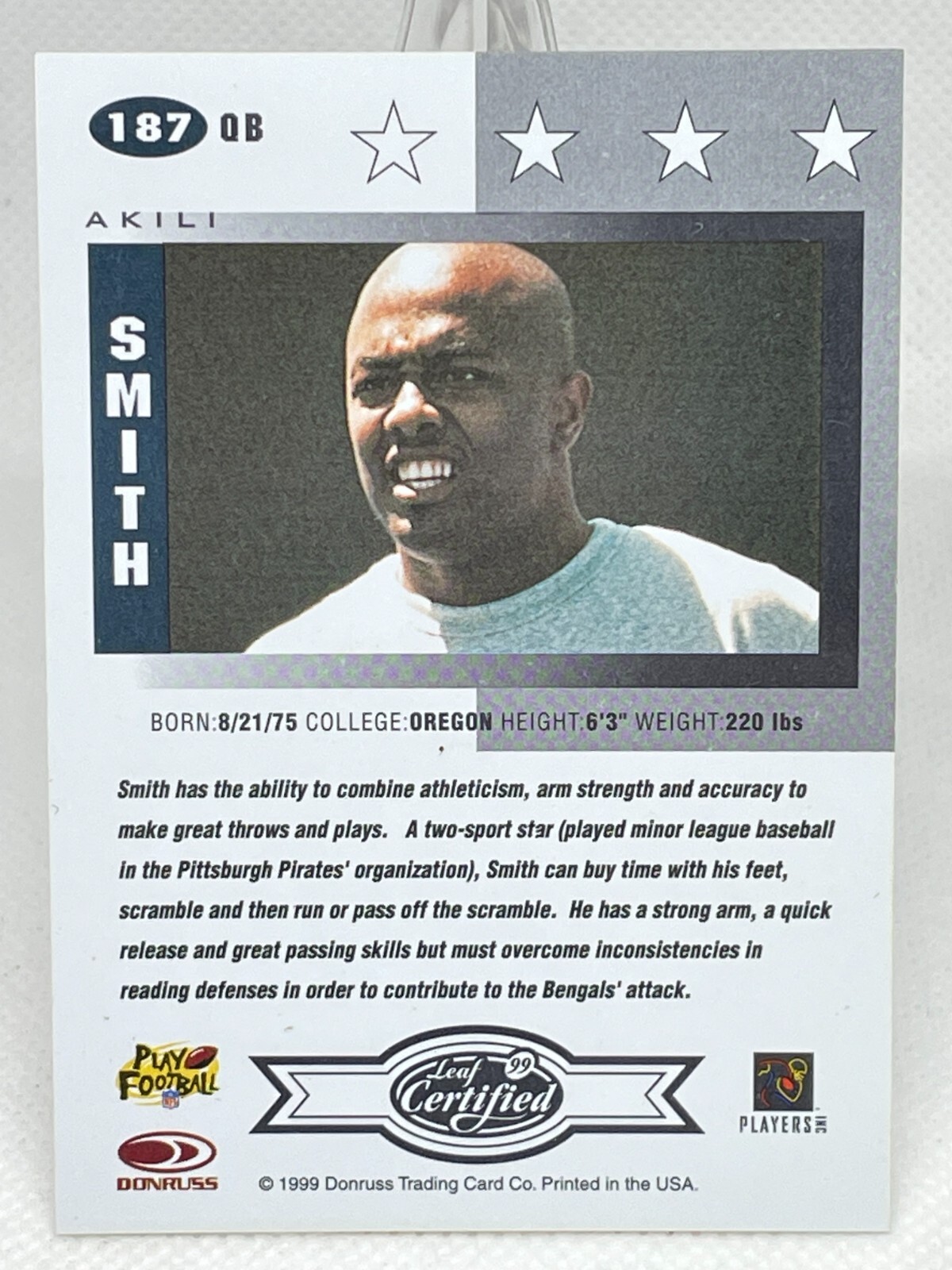 Akili Smith 1999 Leaf Certified #187 Rookie Card RC | eBay