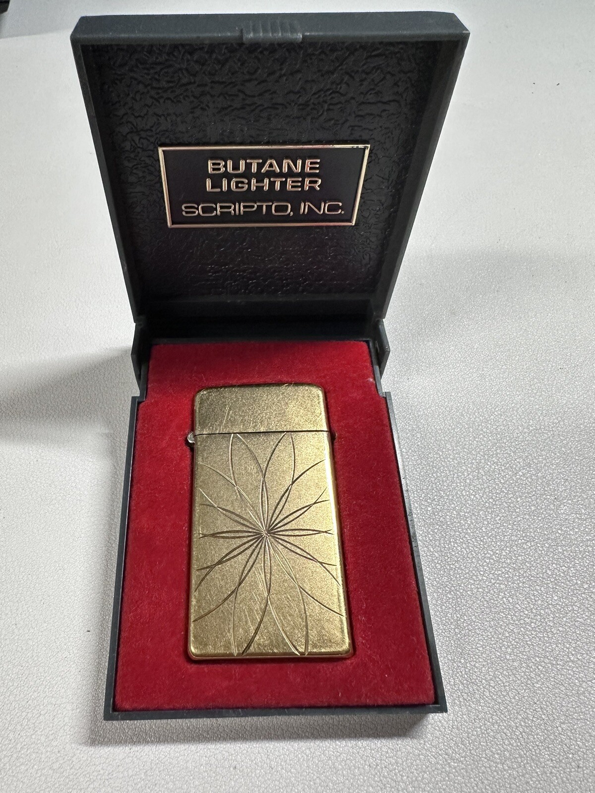 Vintage 1960s Scripto Gold Toned Butane Cigarette Lighter Atomic | eBay