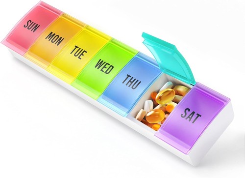 VVM Weekly Pill Organizer Large, Easy Open Pill Box 7 Day with Secure ...