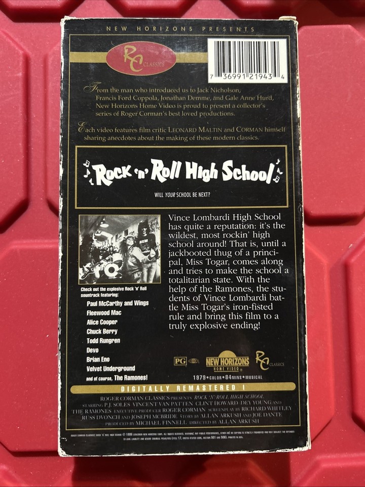 The Ramones Rock and Roll High School Vhs Punk 1996 Roger Corman ...