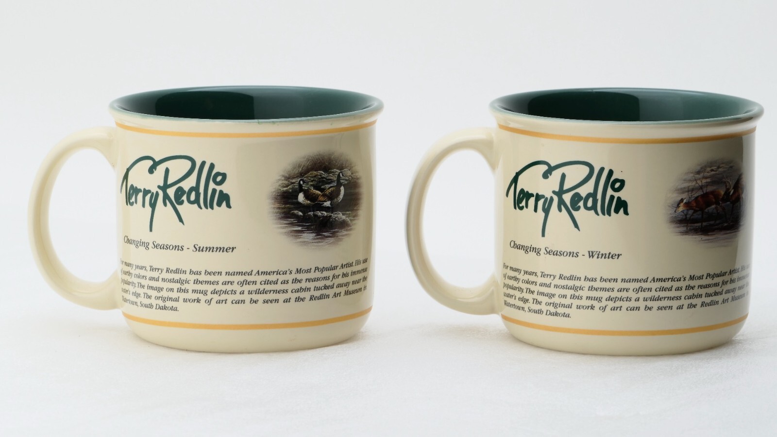Terry Redlin Wildlife Art Porcelain COFFEE MUGS CUPS Winter Summer ...