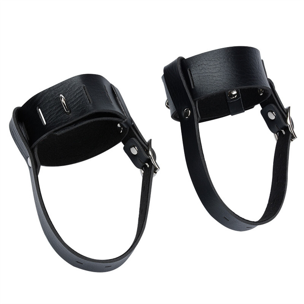 Lockable Leather Ankle Belt Restraint Cuffs Fixed To High Heel Shoes ...