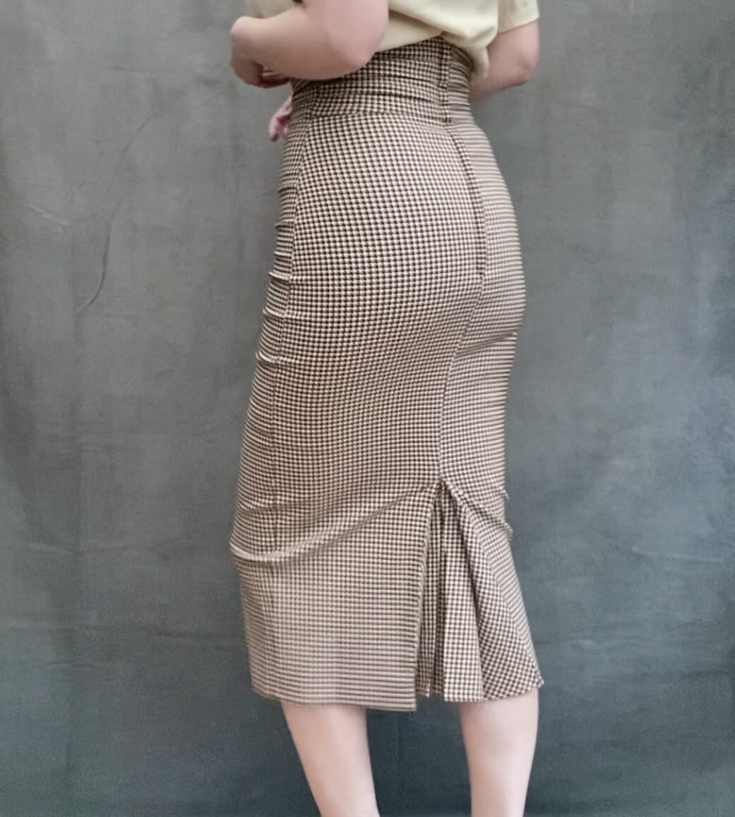 Miss Candyfloss Lantha-Sadie Beige Pencil Wiggle Skir… - Gem