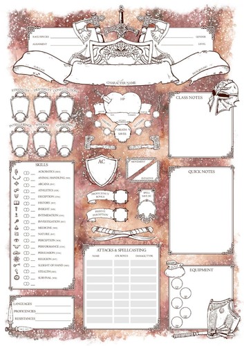 3 DnD 5e Custom Fighter Class Character Sheet Sets Dungeons & Dragons ...