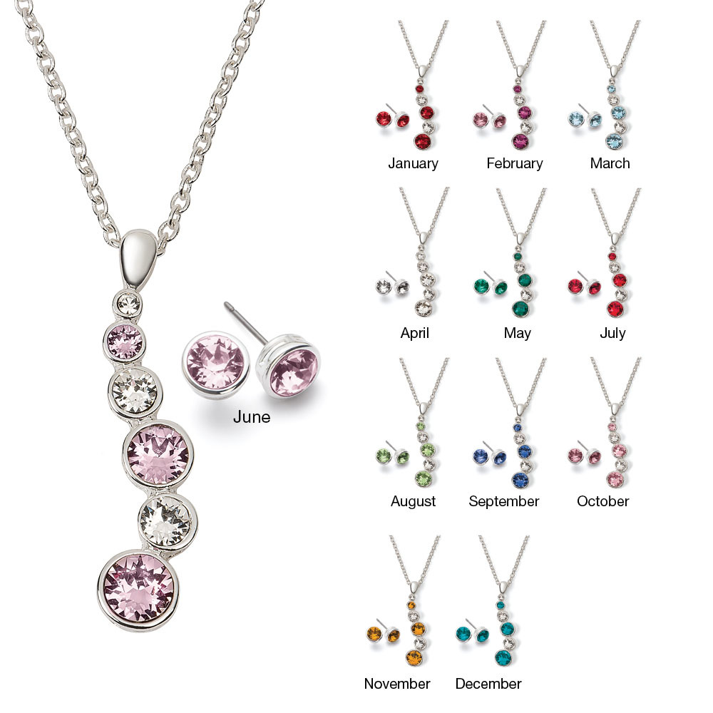 Journey Birthstone Necklace and Earrings Gift Set with Swarovski ...