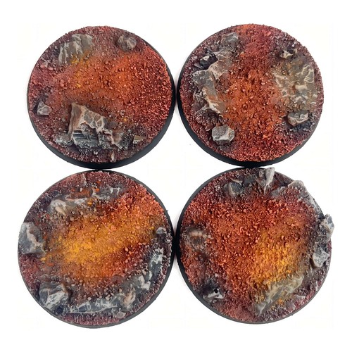 50mm Painted Miniatures Bases - VOLCANIC ROCKS - Warhammer 40K, DnD ...