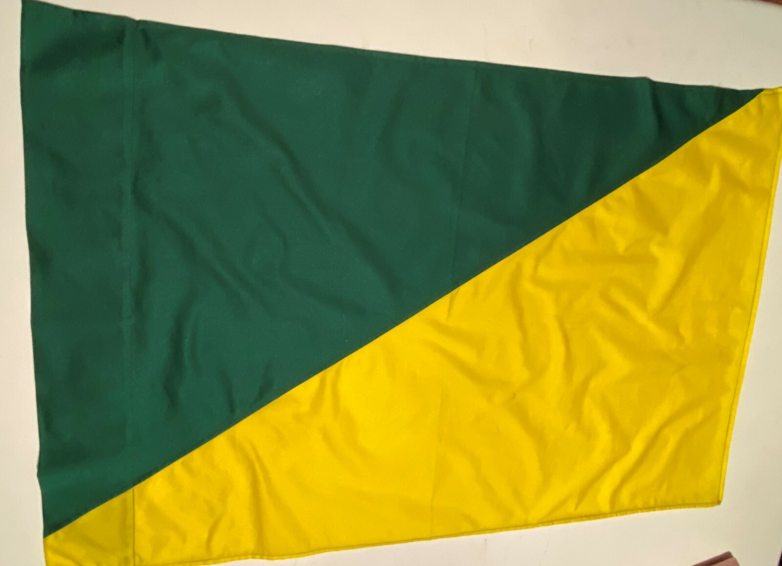 YELLOW AND GREEN TRIANGLE FLAG, WILL VERTICALLY HANG ROM A POLE, 25" X ...