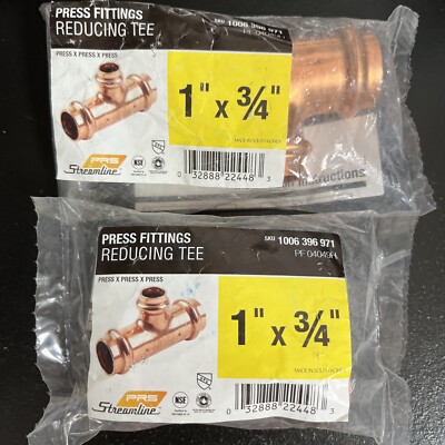 Streamline 1 in. x 3/4 in. Copper Press Pressure Tee Fitting (2PK) | eBay