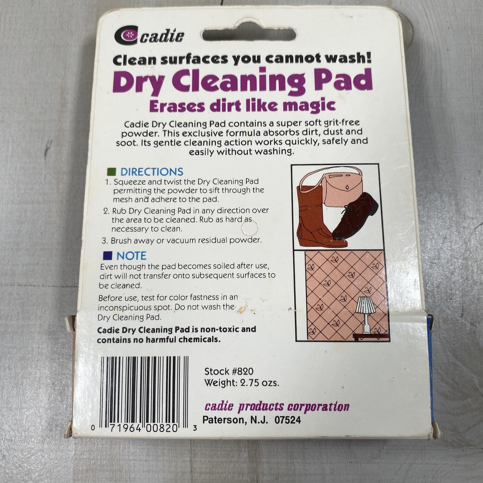 Vintage Cadie Dry Cleaning Pad Erase Dirt Like Magic Furniture Clothing ...