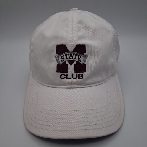 Mississippi State Bulldogs Club Hat Cap Strap Back White Maroon Script ...