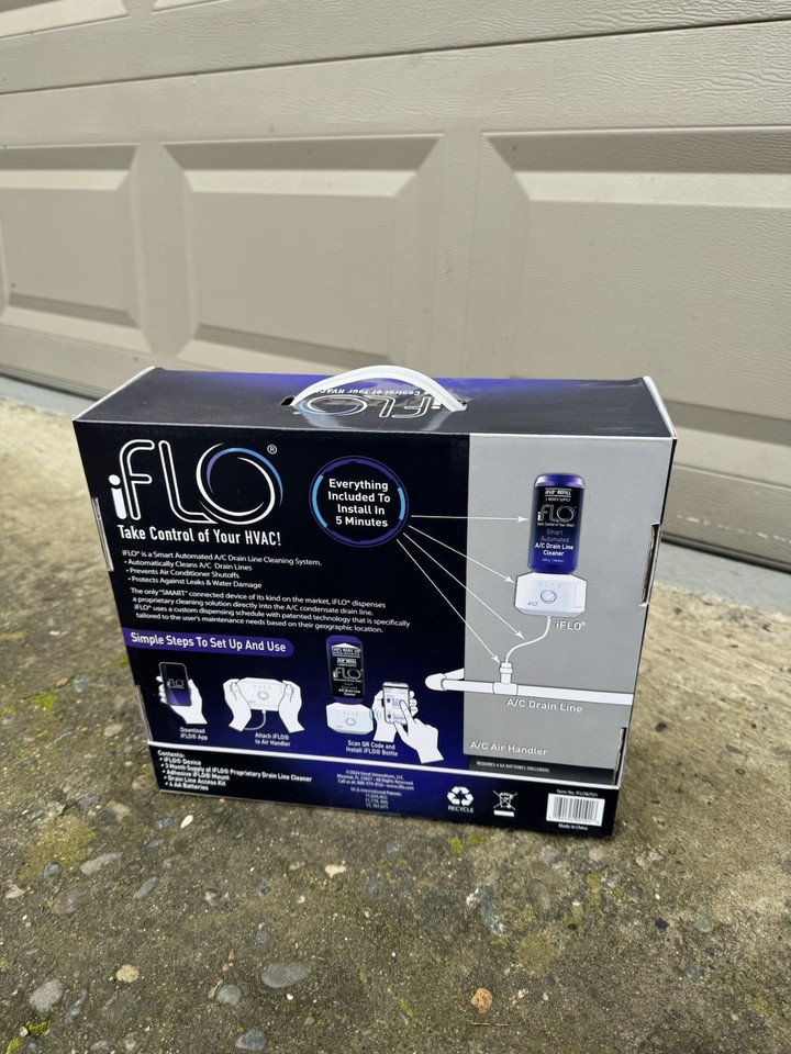 iFLO Smart Automated Air Conditioner Drain Line Cleaner Device, White ...