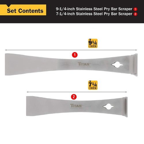 Titan Stainless Steel Pry Bar Scraper Set, 7-1/4" x 9/16" & 9-1/4" x 9/ ...