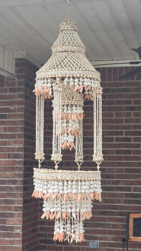 Sea Shell Plant Hanger Cowrie Planter Chandelier Hangs 50”Vintage Decor ...