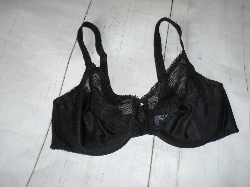 36D Black Lace U/W Unlined WACOAL Slim Silhouette Minimizer Bra #857361 ...
