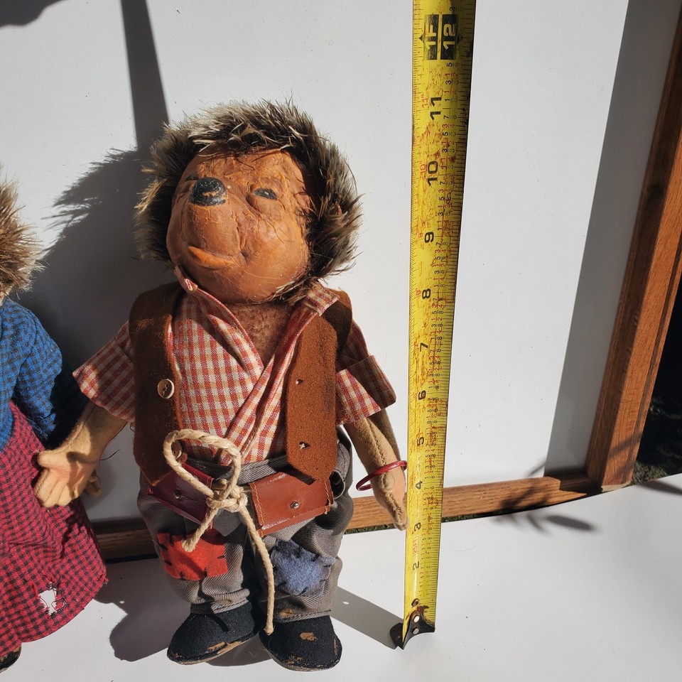 Pair of Vintage Original Steiff Mecki & Micki Hedgehog 10" Dolls | eBay