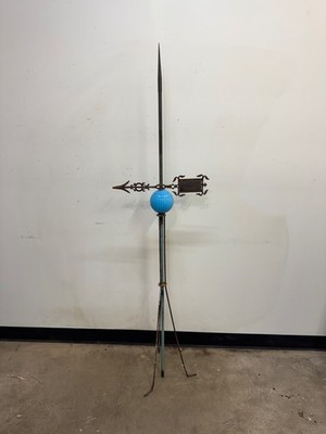 Antique 19th Century Copper Lightning Rod Weathervane with Blue Glass ...
