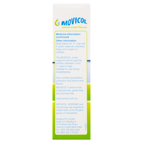 MOVICOL Constipation Relief Powder 8 Sachets Lemon Lime Macrogol 3350 ...