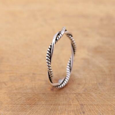 925 Sterling Silver Twisted Braided Rope Band Ring Plain Pure Silver ...