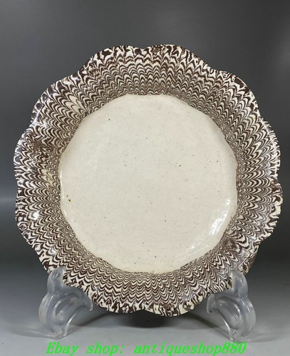 7''Old Chinese Dynasty Rubber Tire Glaze Porcelain Pen Wash Tray Dish ...
