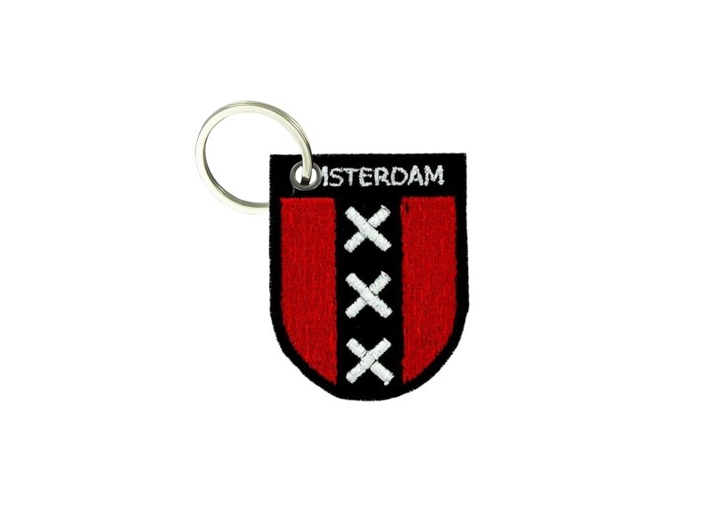 Keychain Keyring Embroidered Embroidery Patch Flag Shield Amsterdam R2 ...
