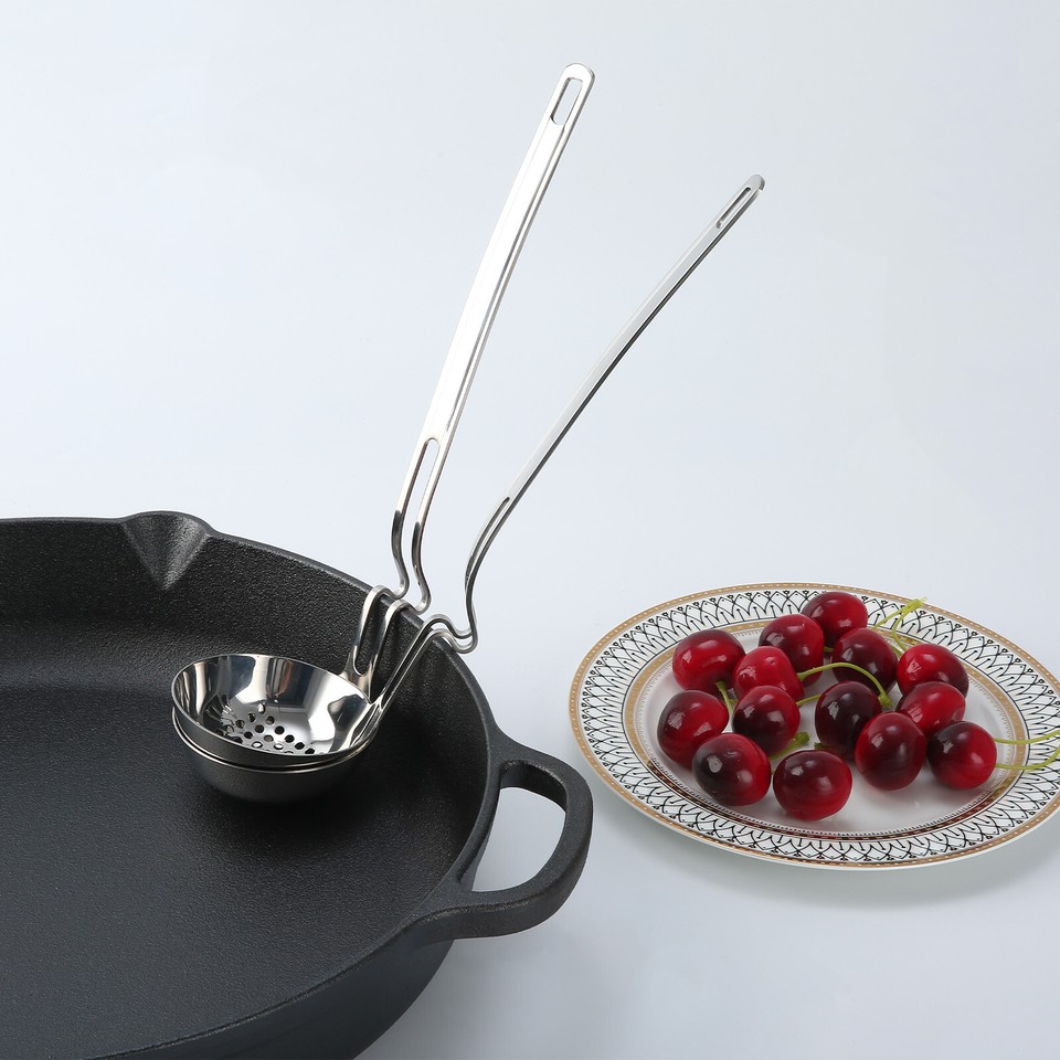 2 Piece Ladle Skimmer Cooking Utensil Set Stainless Steel Kitchen ...