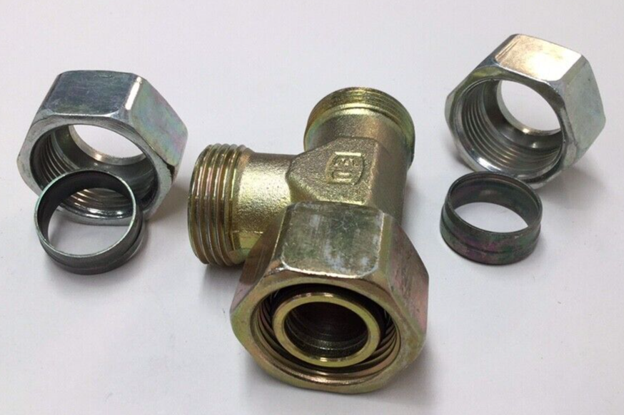 Parker EL22ZLCF Swivel Nut Run TEE 22mm Tube 24 Degree DKO O-Ring ...
