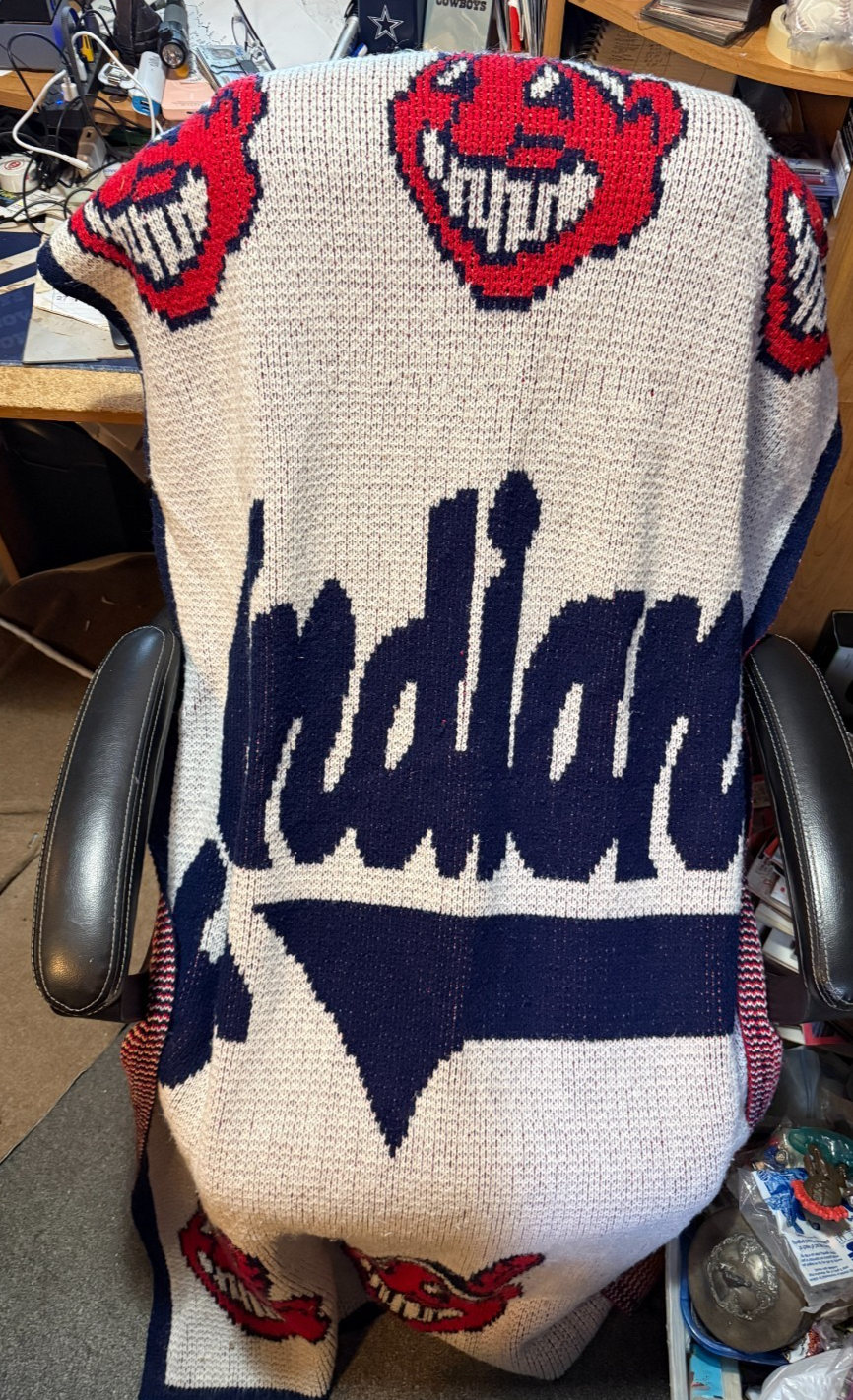 Cleveland Indians Chief Wahoo Preowned Knit Blanket---60" X 32" | eBay