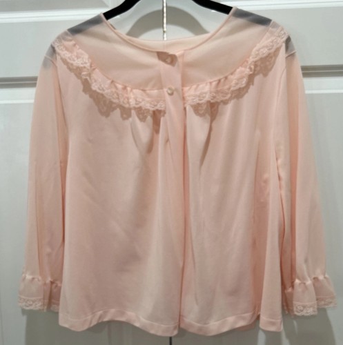 Vintage Lorraine Peachy Pink All Nylon Lace Trim Bed Jacket Sz L | eBay