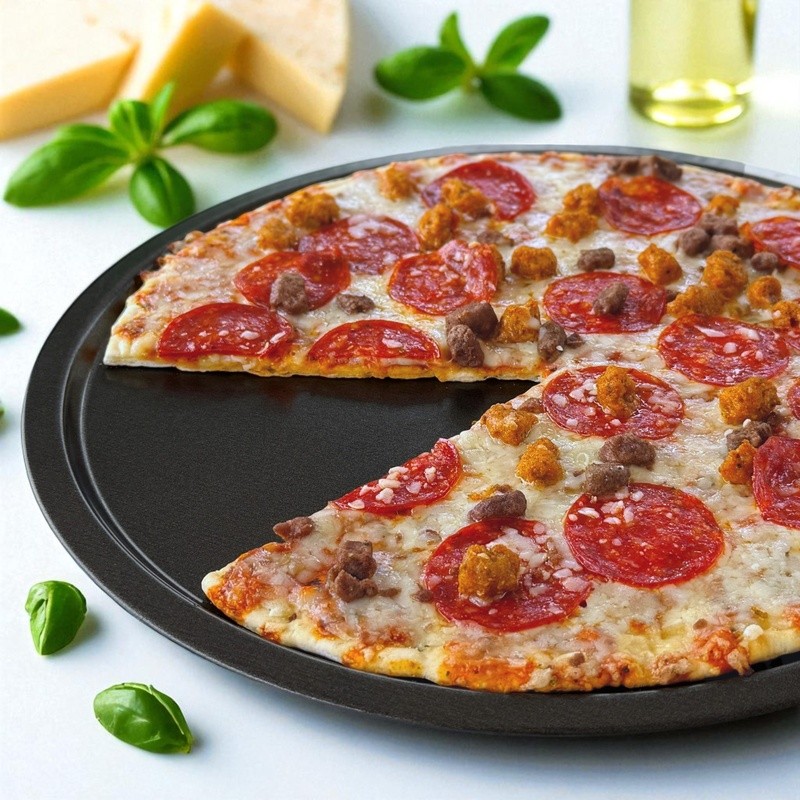 Nonstick 12 Inch Round Pizza Pan Durable Steel Easy Cleanup Even ...