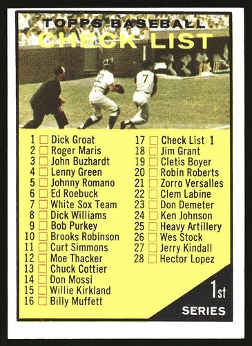 1961 Topps #17 1st Series Checklist: 1-88 BASEBALL CL | eBay