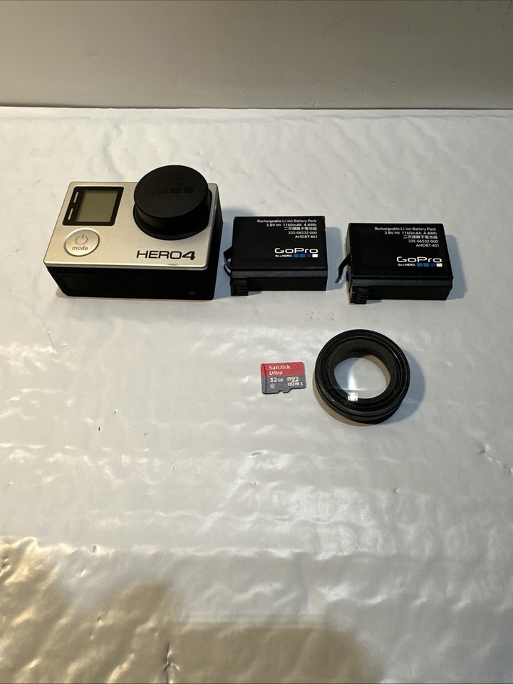 GoPro HERO4 Silver Camera + 32GB SD Card, 2 Batteries & Lens Filter ...