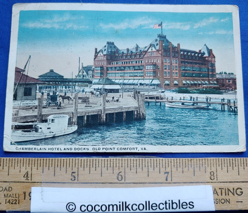 Postcard 1918 Chamberlain Hotel and Docks Old Point Comfort Virginia ...