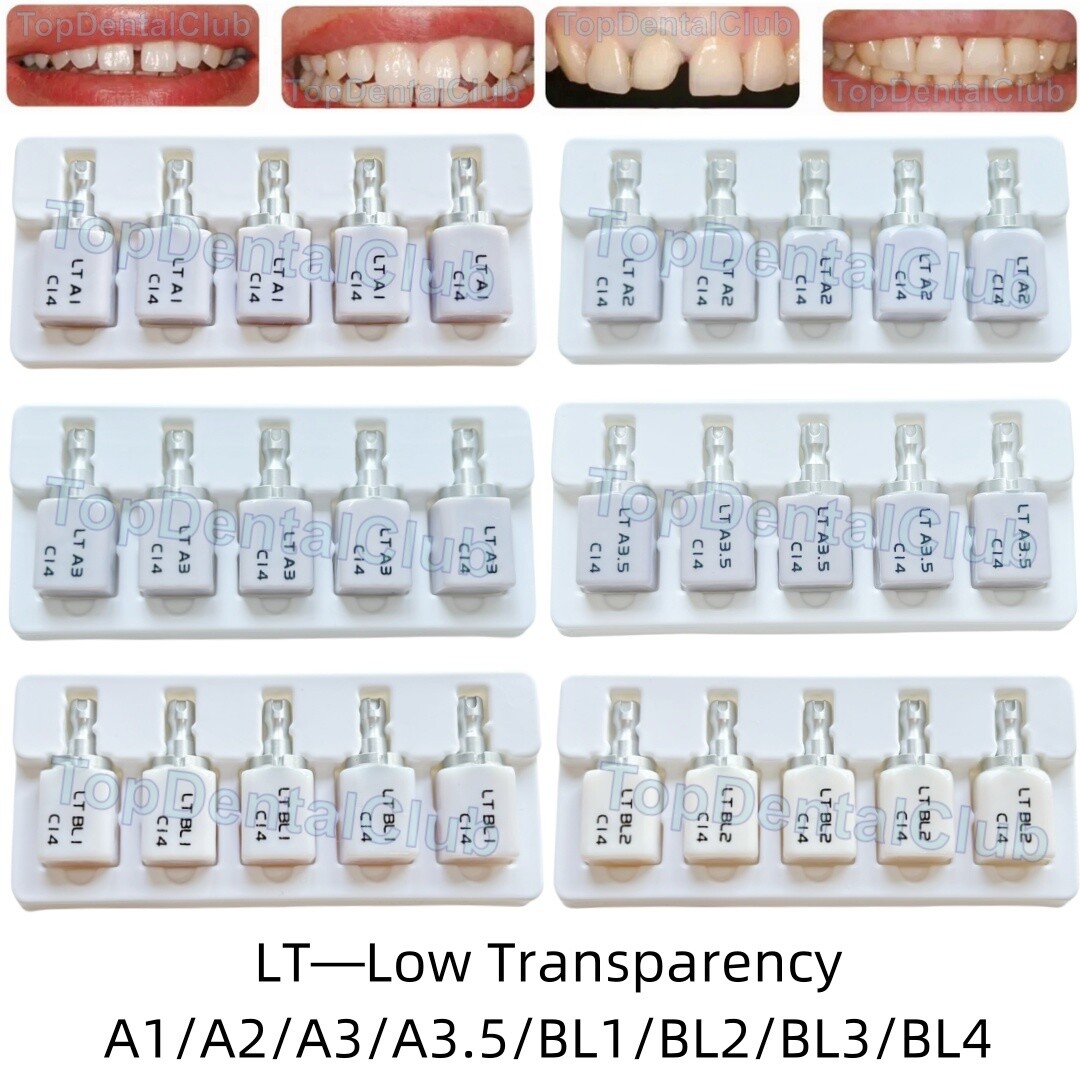 5Pcs LT C14 Dental Glass Ceramic Lithium Dislicate Blocks Cerec Emax ...