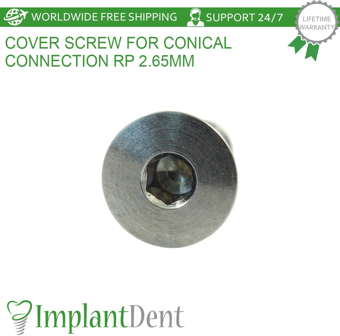 50x Dental Cover Screw For Conical Connection RP 2.65mm Titanium ...