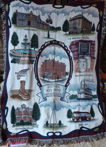 Red Wing Minnesota Pottery Heritage Throw Blanket Octagon Lake Pepin ...